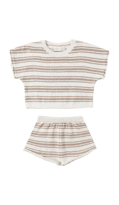 QUINCY MAE Striped Knit Set - Brown