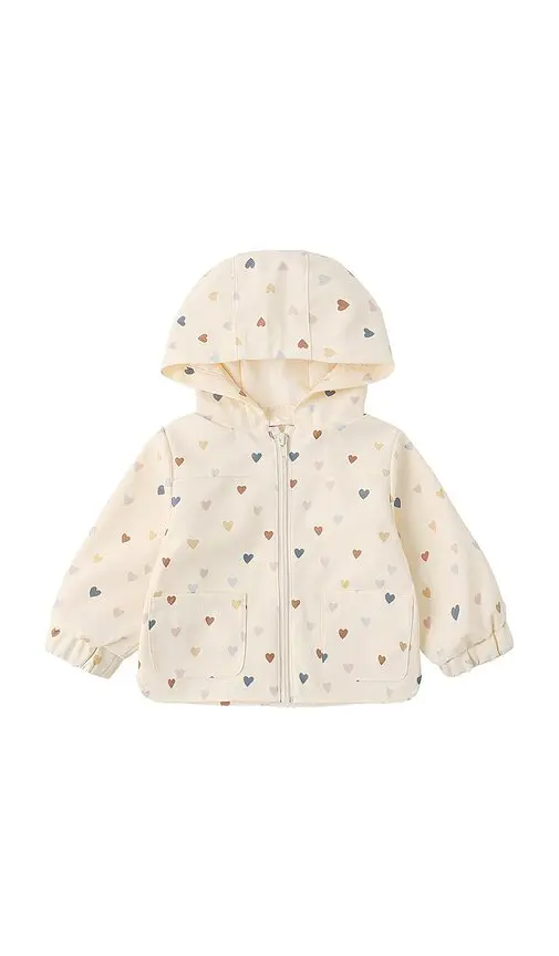 QUINCY MAE Heart Print Hooded Rain Jacket