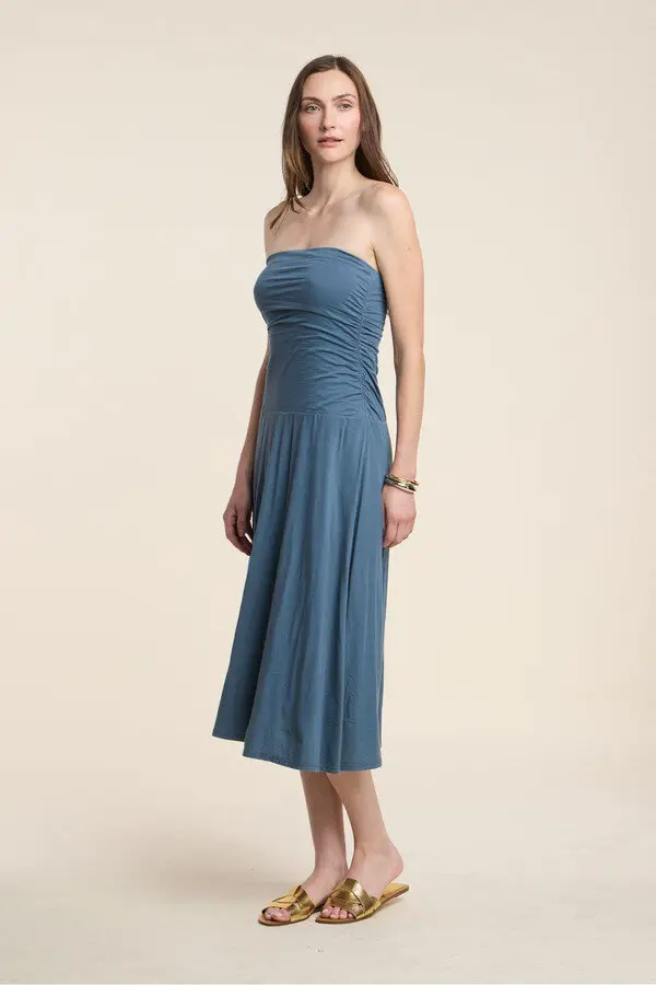 Velvet By Graham & Spencer Lainey Strapless Shirred Midi Dress - Red