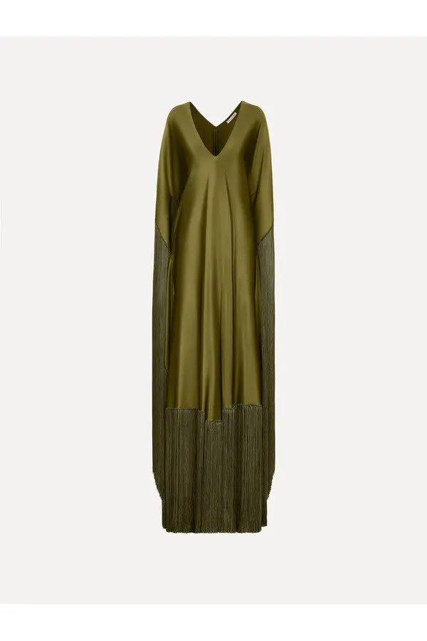 Oscar De La Renta Fringe Jersey Caftan - Natural