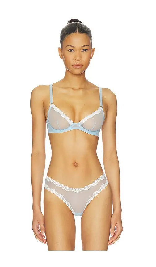 FLEUR DU MAL Sheer Tulle Demi Bra In Baby Blue - Light Sky