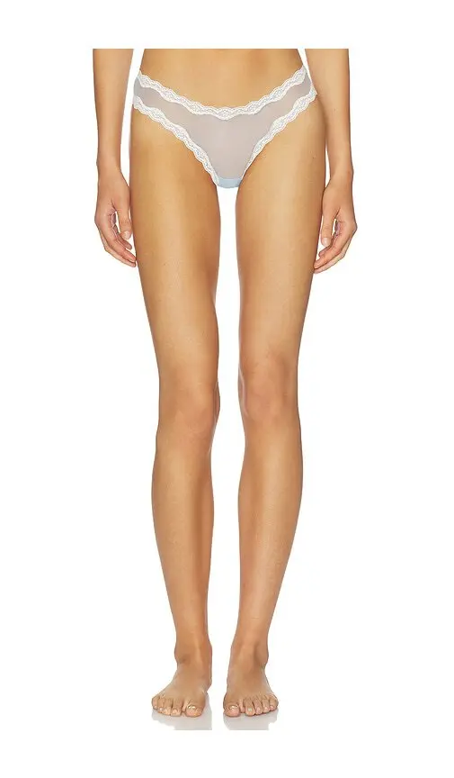 FLEUR DU MAL Sheer Tulle Thong In Baby Blue - Light Sky