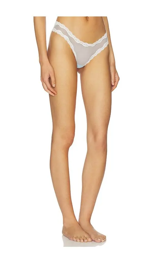 FLEUR DU MAL Sheer Tulle Thong In Baby Blue