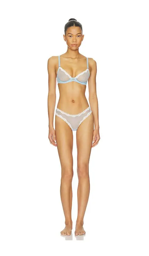 FLEUR DU MAL Sheer Tulle Thong In Baby Blue