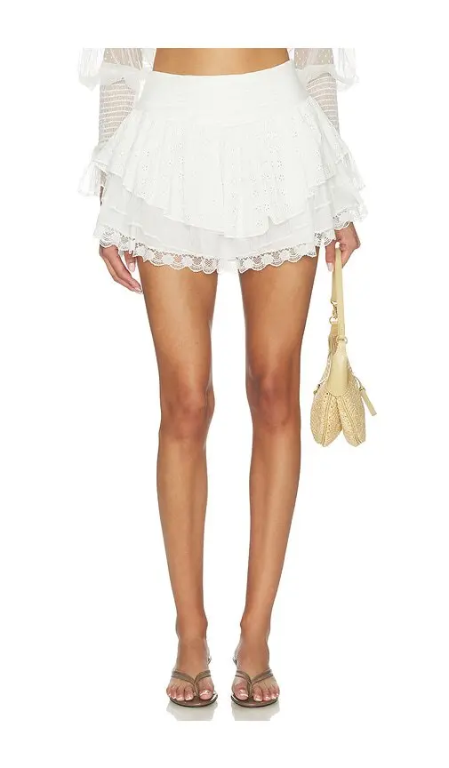 For Love & Lemons Beckett Ett Mini Skirt - White