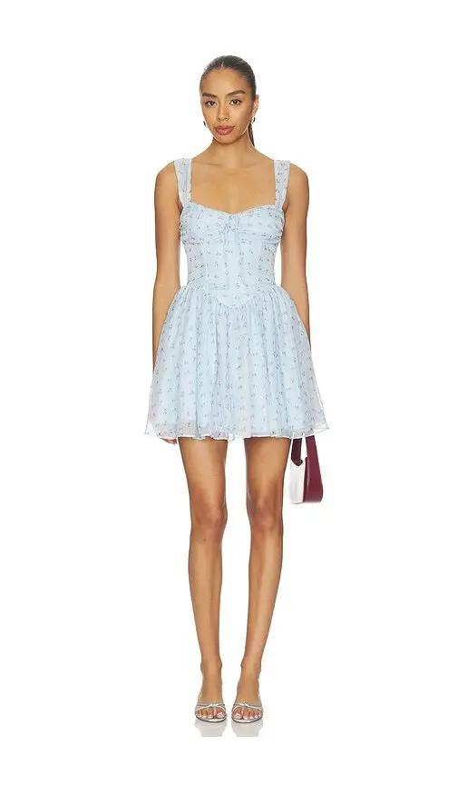 For Love & Lemons That's Amore Bouquet Mini Dress - Blue