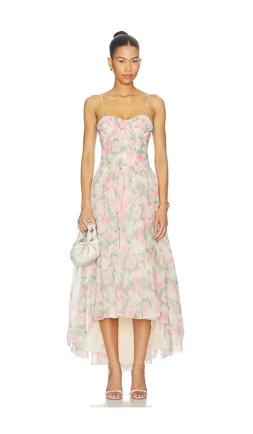 For Love & Lemons Satin Burnout Maxi Dress - Yellow