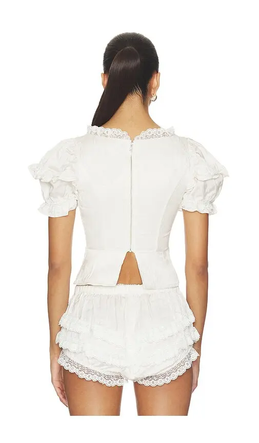 For Love & Lemons Isadora Puff Sleeve Corset Top