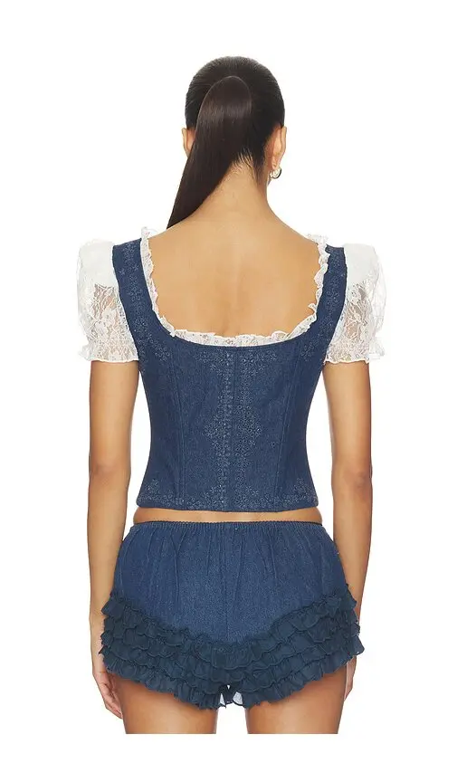 For Love & Lemons Yasmin Lace Up Top