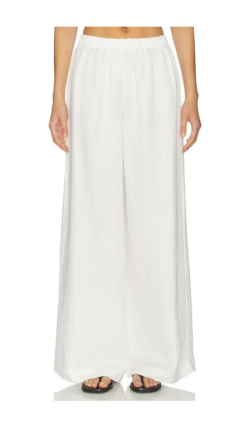 ANINE BING Roslyn Wide Leg Pants In White - Ivory