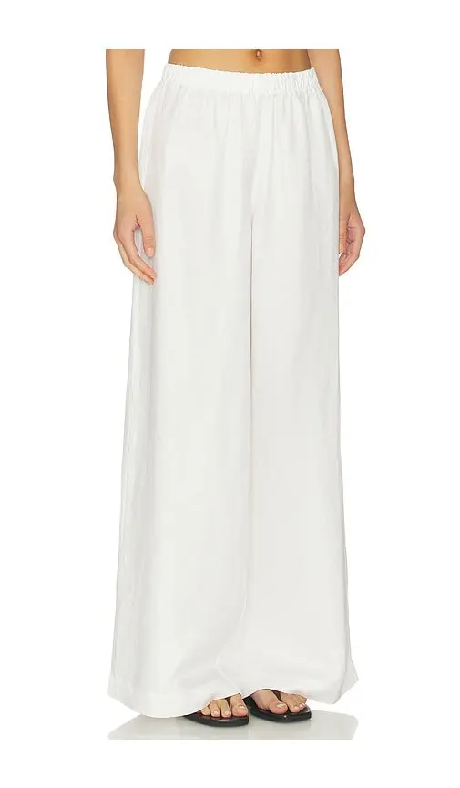ANINE BING Roslyn Wide Leg Pants In White - Ivory