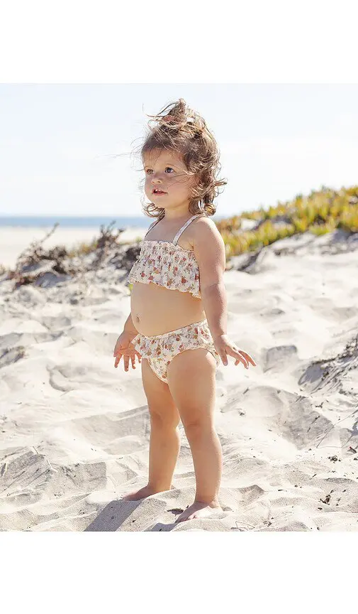 QUINCY MAE Smocked Ruffle Bikini