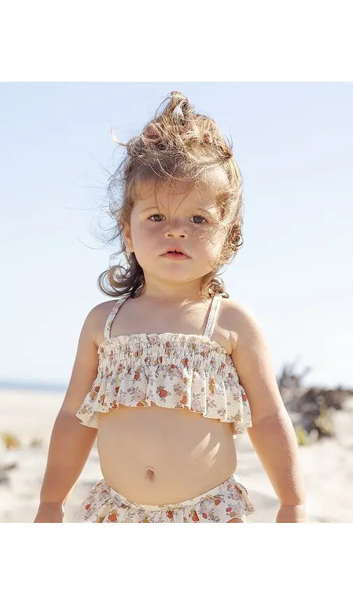 QUINCY MAE Smocked Ruffle Bikini