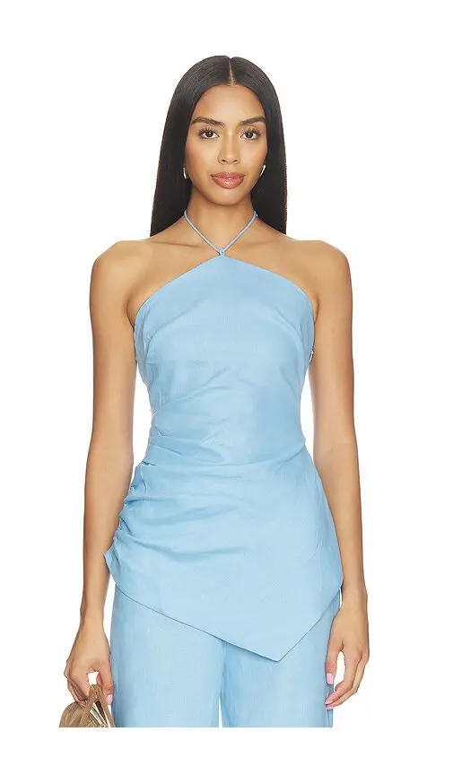 Faithfull The Brand Natalia Halterneck Top - Sky Blue