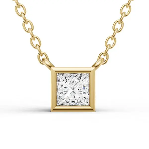 SEREIA OFFICIAL 14k Yellow Lab-grown Princess Diamond Pendant Necklace - Gold
