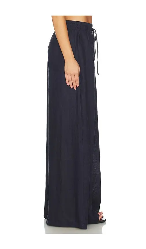 Susana Monaco Solid Linen Wide Leg Elastic Pant