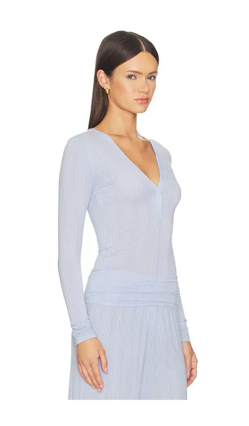 NEGATIVE UNDERWEAR Whipped Henley In Blue - Muse