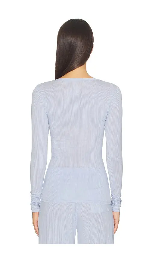 NEGATIVE UNDERWEAR Whipped Henley In Blue - Muse