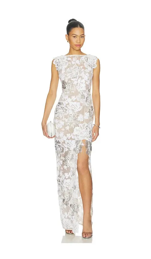 BRONX BANCO Como Ellie Cap Sleeve Maxi Dress - White