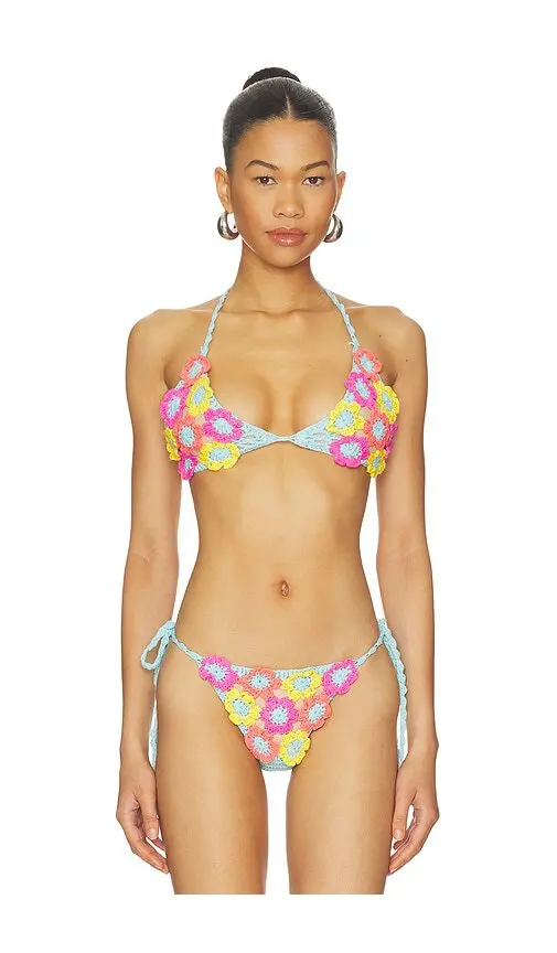 I.AM.GIA Blossom Crochet Bikini Top - Orange Multi