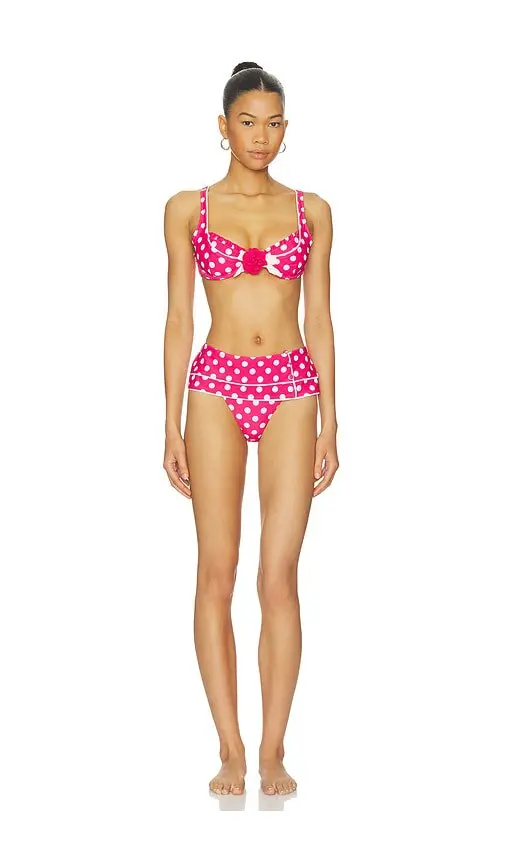 For Love & Lemons Suki Bikini Top Polka Dot Underwire Swimwear