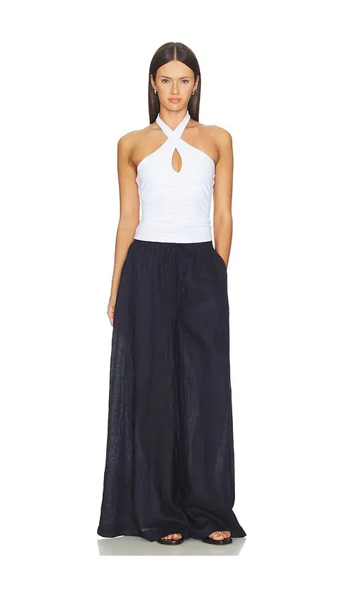 Susana Monaco Cross Front Gathered Halter Top
