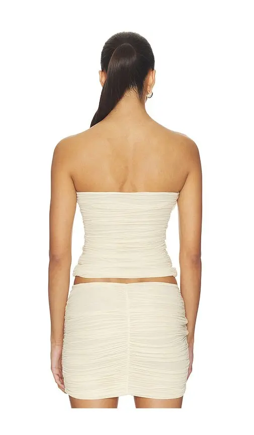MAYGEL CORONEL Ruched One-shoulder Top With Rosette Detail - Macadamia
