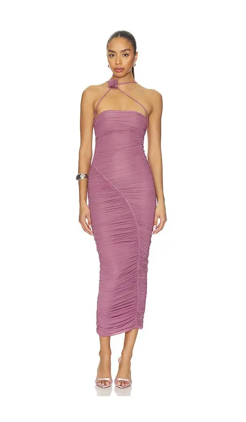 MAYGEL CORONEL Ruched Halterneck Midi Dress - Blossom