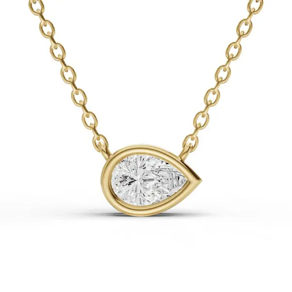 SEREIA OFFICIAL 14k Yellow Pear Diamond Solitaire Pendant - Gold