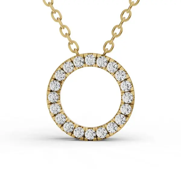 SEREIA OFFICIAL 14k Yellow Diamond Circle Pendant Necklace - Gold