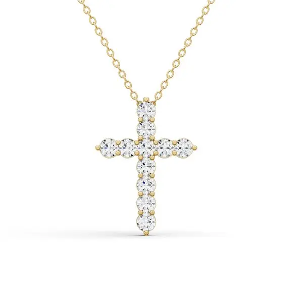 SEREIA OFFICIAL 14k Yellow Diamond Cross Pendant Necklace - Gold