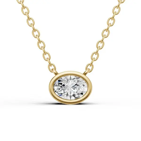 SEREIA OFFICIAL 14k Yellow Lab-grown Diamond Solitaire Bezel Pendant Necklace - Gold