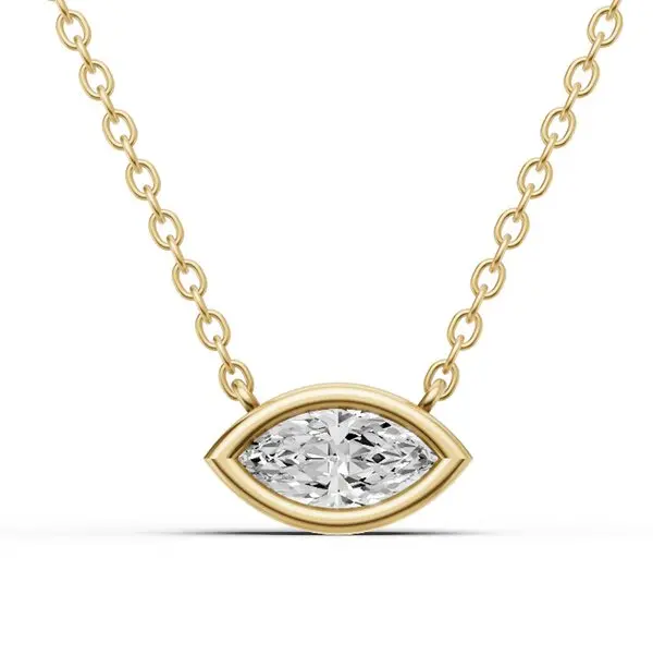 SEREIA OFFICIAL 14k Yellow 0.25 Ct Marquise Diamond Solitaire Pendant Necklace - Gold