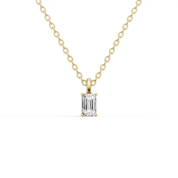 SEREIA OFFICIAL 14k Yellow Emerald Cut Diamond Pendant Necklace - Gold