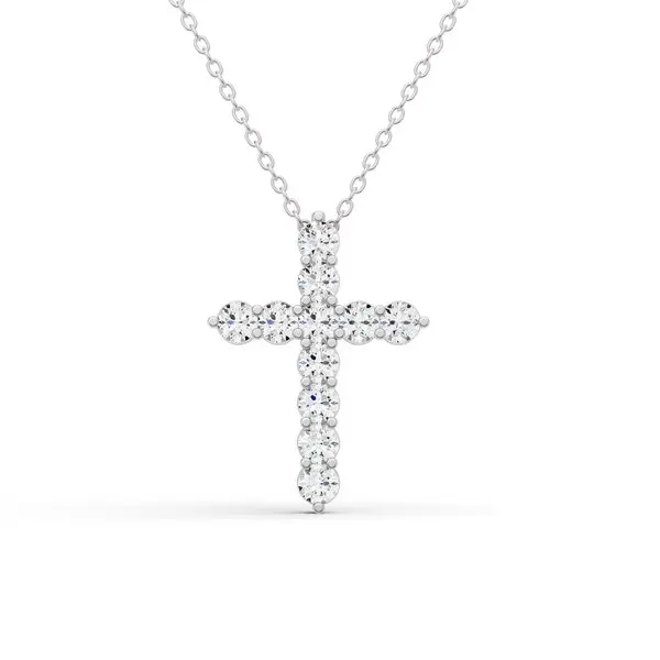 SEREIA OFFICIAL 14k White Gold Diamond Cross Pendant Necklace - Silver