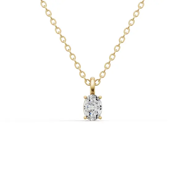SEREIA OFFICIAL 14k Yellow 0.25 Ct Oval Cut Lab-grown Diamond Solitaire Pendant Necklace - Gold