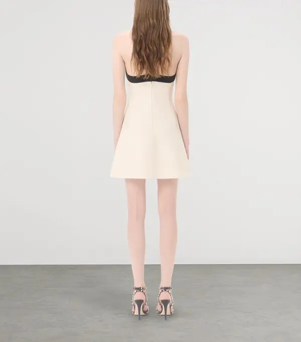 Valentino Garavani Wool-silk Crepe Halterneck Mini Dress With Bow Detail - Nude