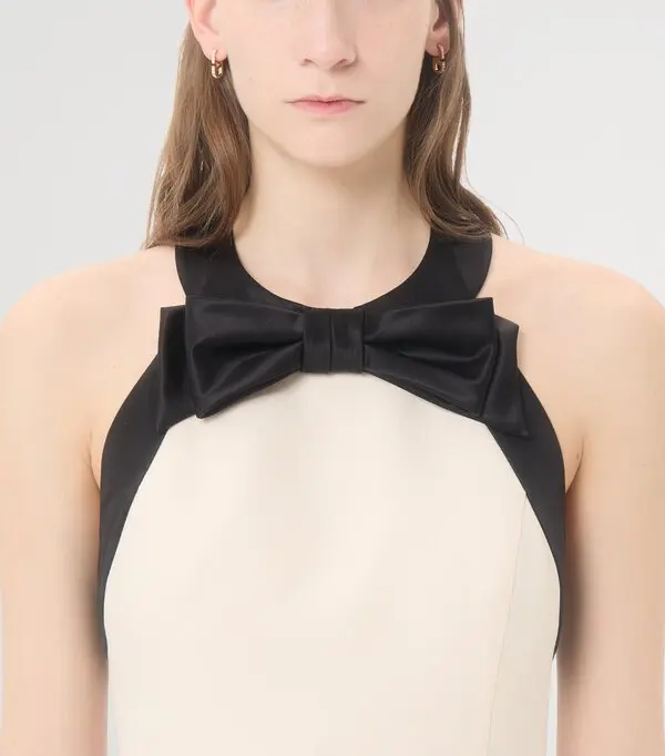 Valentino Garavani Wool-silk Crepe Halterneck Mini Dress With Bow Detail - Nude