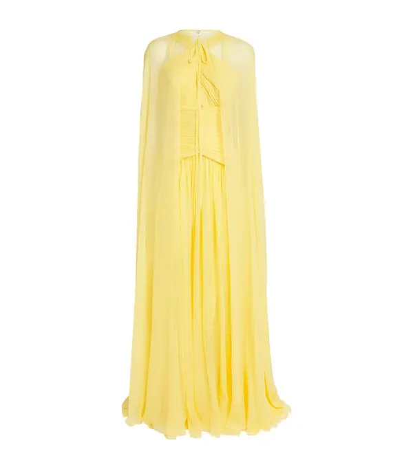 Zuhair Murad Silk Chiffon Halterneck Gown With Cape Effect