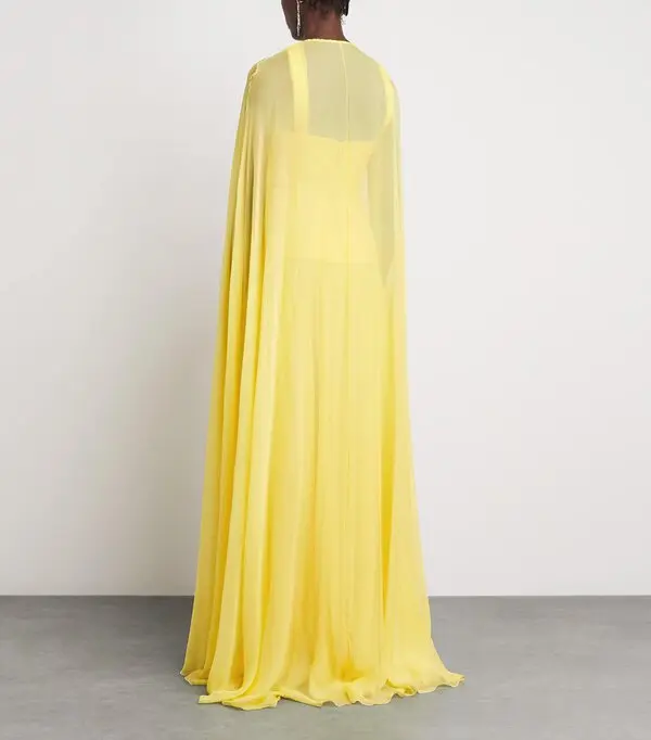 Zuhair Murad Silk Chiffon Halterneck Gown With Cape Effect