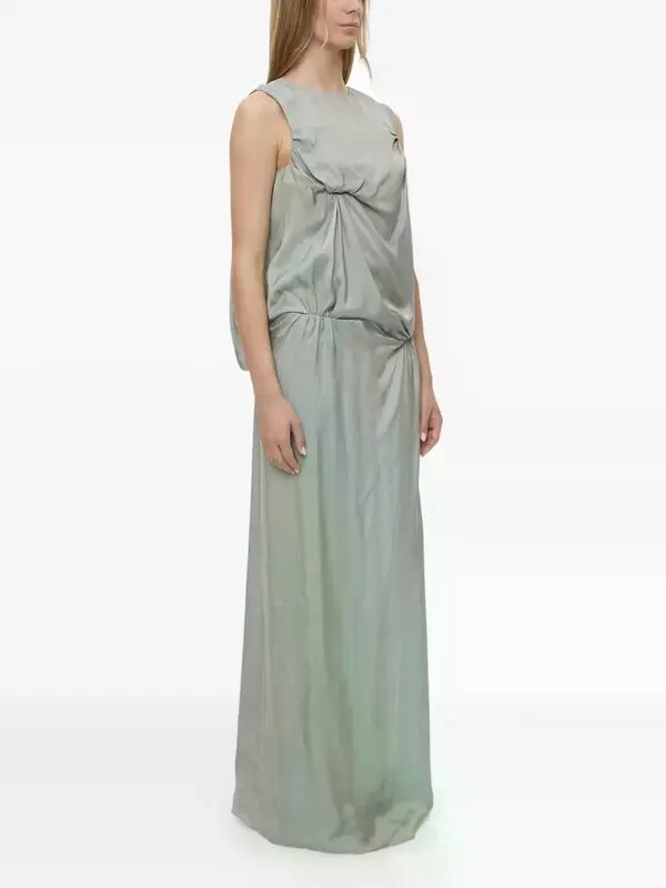 Christopher Esber Washed Slate Sleeveless Cowl Back Gathered Detail Maxi Dress