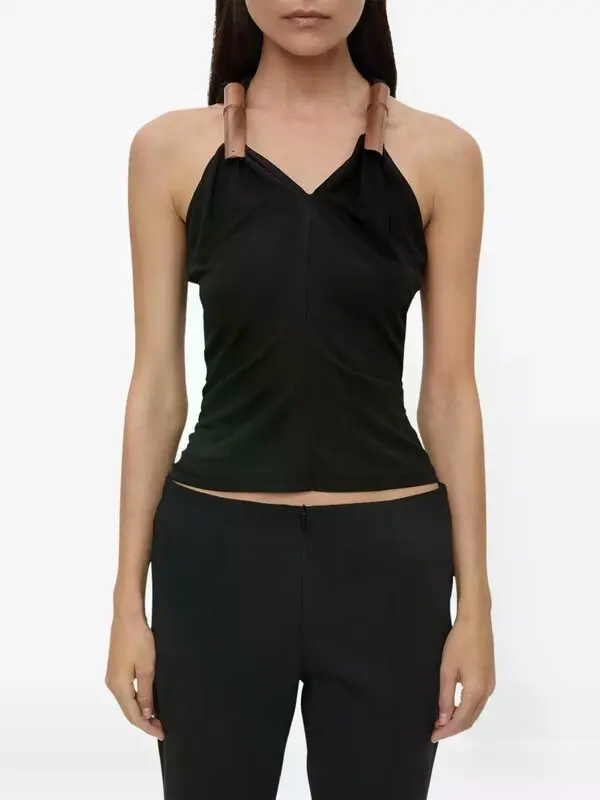 Christopher Esber Racer Back Tank Top With Wood Detail - Black