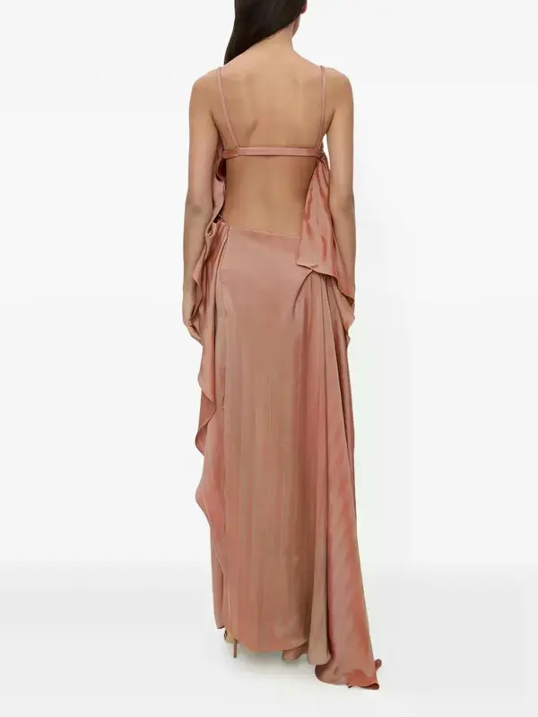 Christopher Esber Coral-tone Striped Maxi Dress