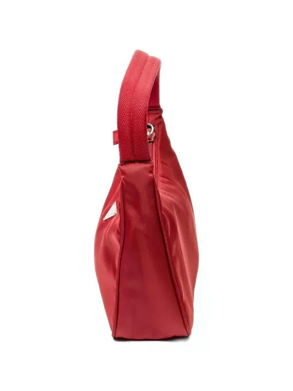 Prada Mini Logo Plaque Tote Bag - Red