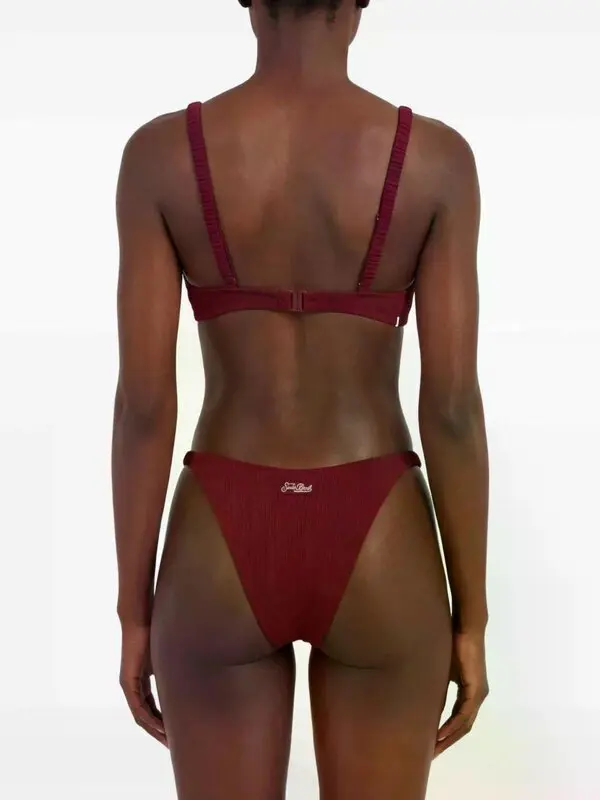 MC2 SAINT BARTH Triangle Bikini With Ruched Straps And High-cut Briefs - Red