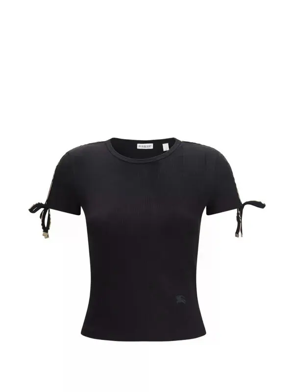 Burberry Lace-detail Ribbed Cotton Cropped T-shirt