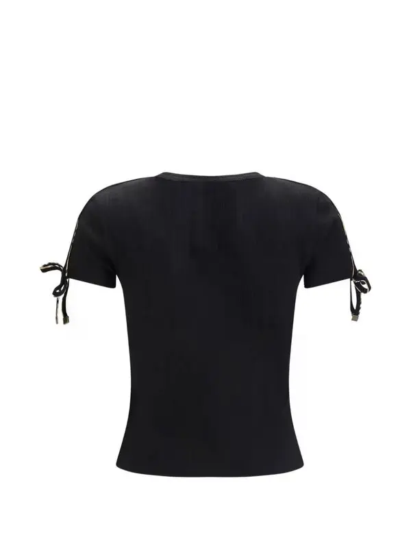 Burberry Lace-detail Ribbed Cotton Cropped T-shirt