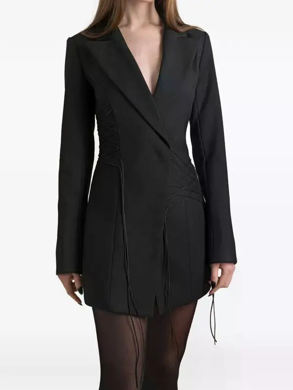 CONTESSA MILLS Leather Lace-up Mini Dress