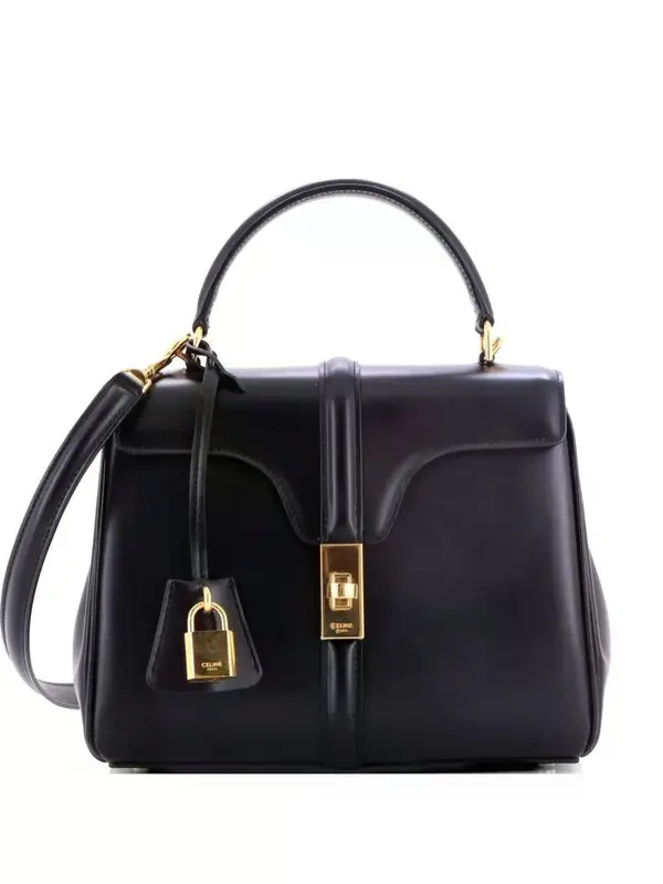 Celine 16 Top Handle Bag In Smooth Calfskin - Black