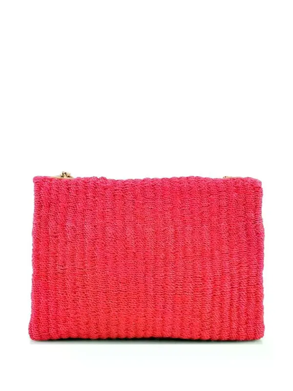 Saint Laurent Monogram Raffia Shoulder Bag - Pink